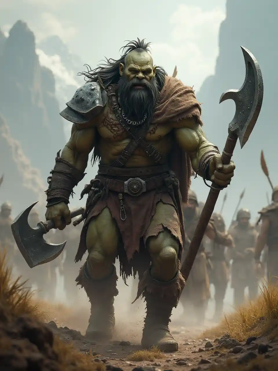 The Legendary Orc Warrior Chieftain on the Battlefield