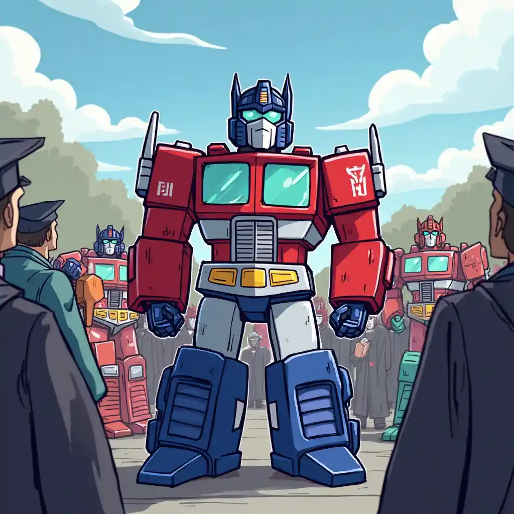Transformers Celebrate Graduation in Cartoon Style