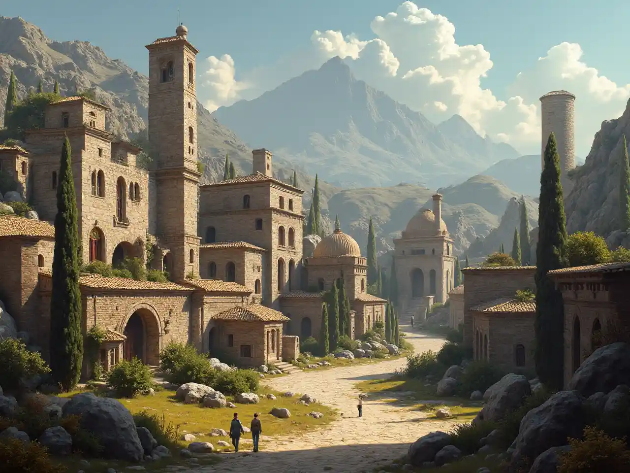 Exploring a Sci-Fi Village Inspired by the Eastern Roman Empire