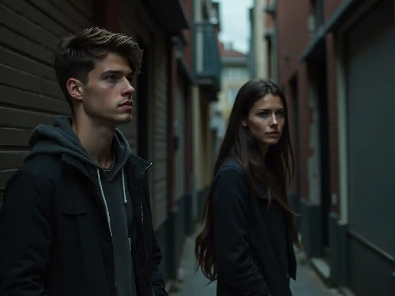 A Somber Encounter in the Urban Shadows