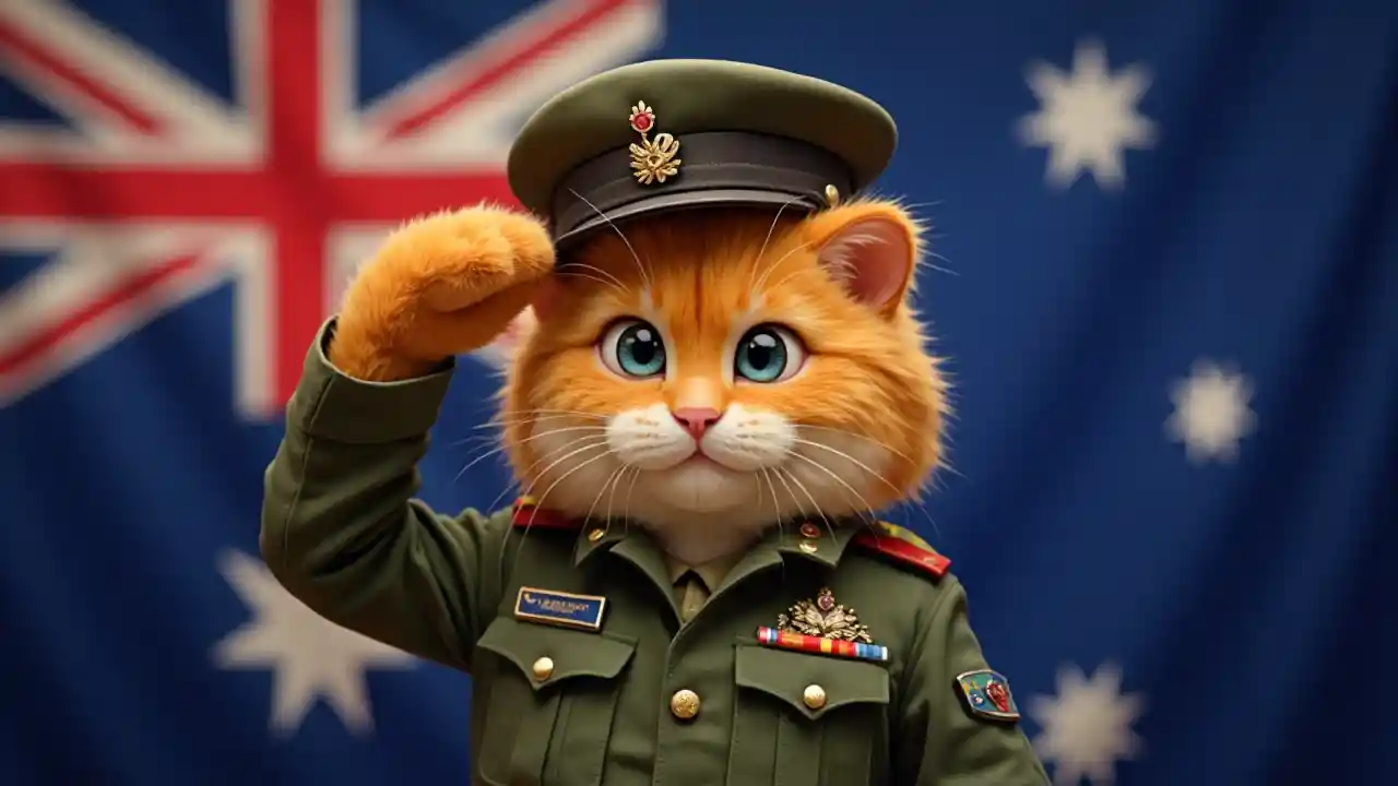 Garfield the Cat Wears Military Uniform with Pride