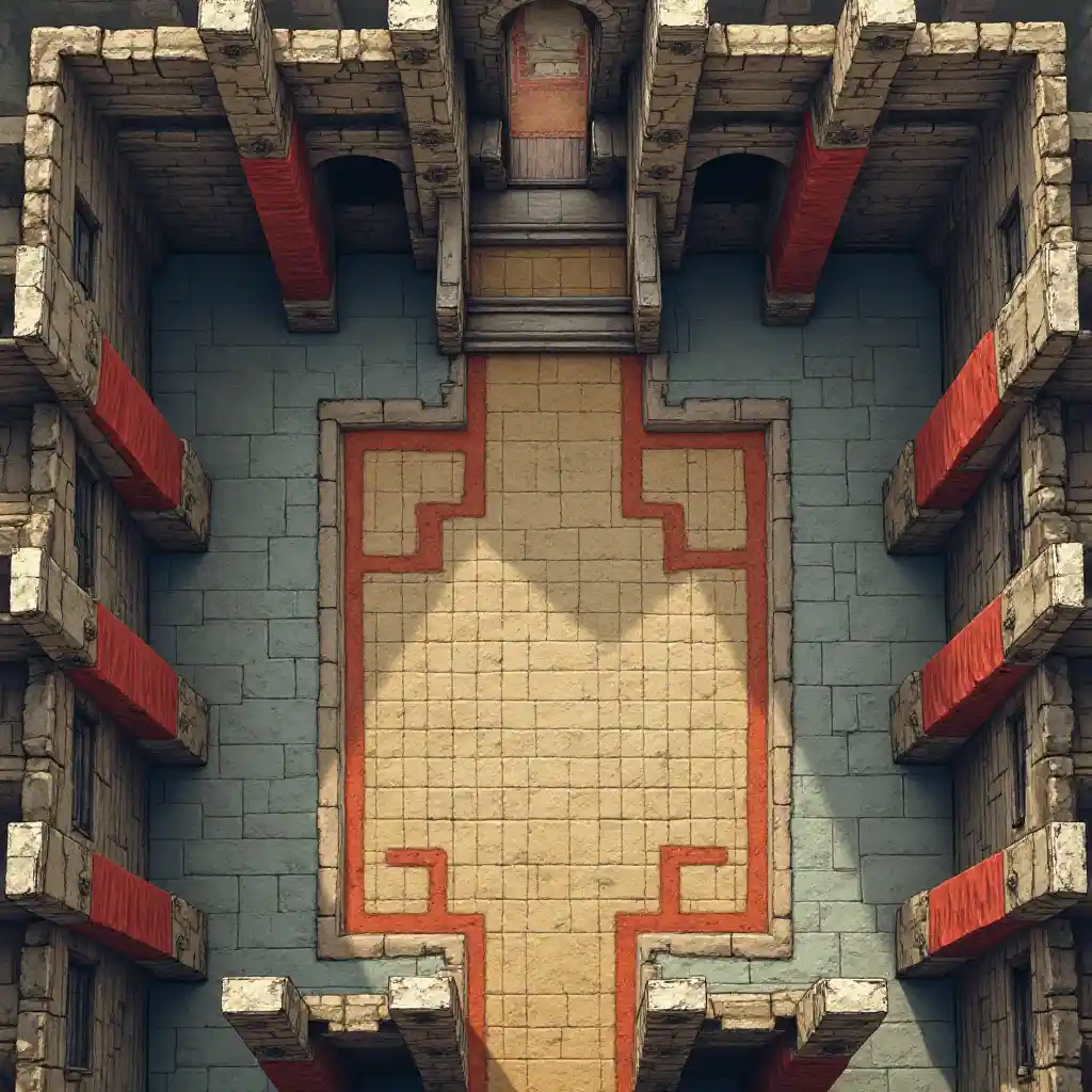 Colorful Top-Down Illustration of Grand Castle Hall Layout