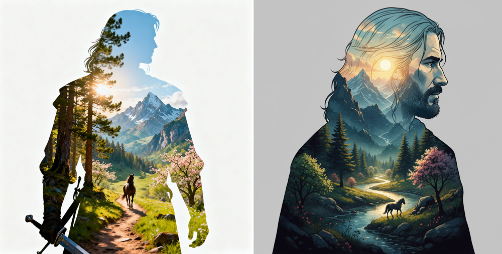 Exploring Double Exposure Art with AI: Aragorn and Middle Earth in a ...