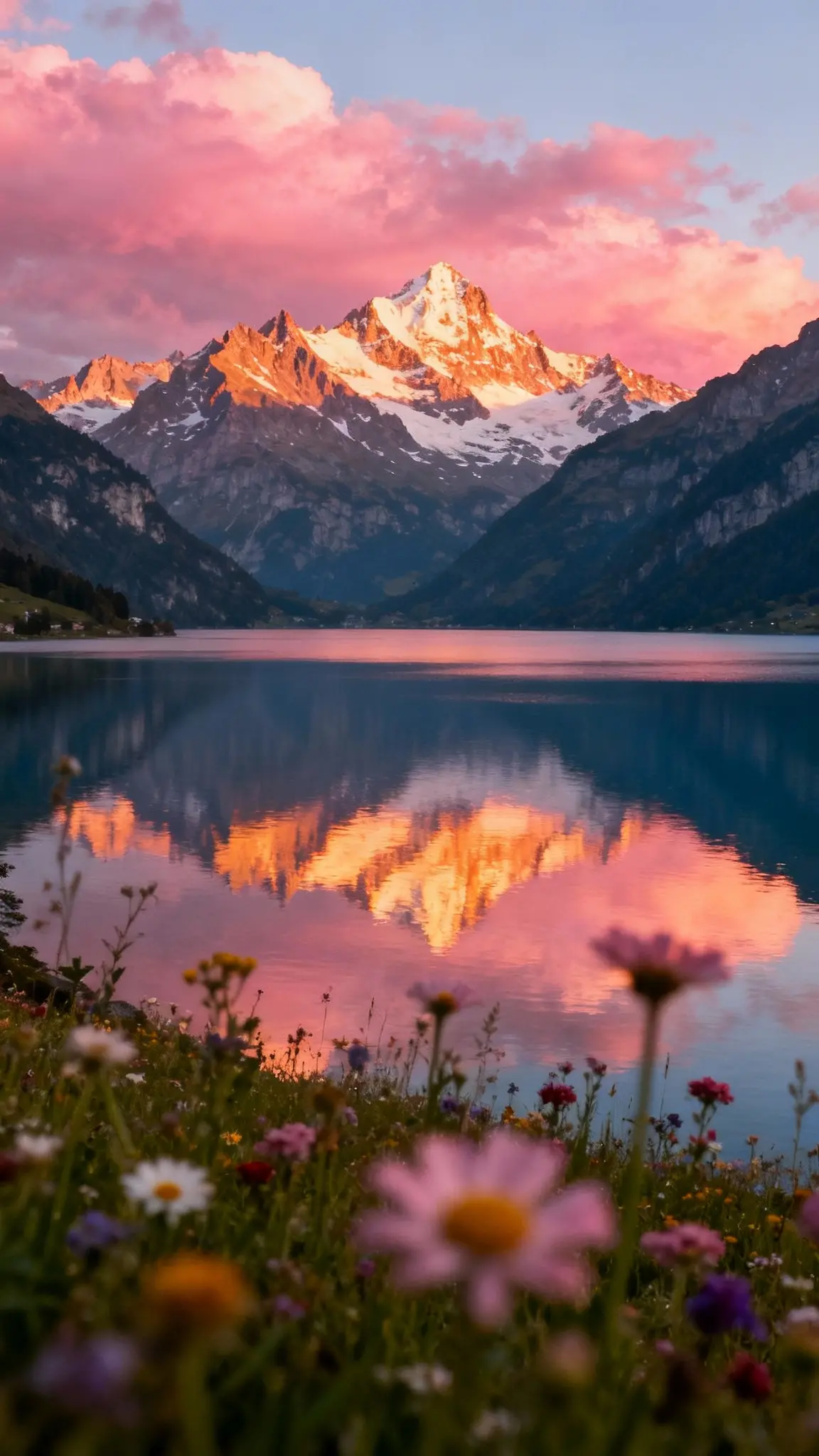A Captivating Dawn Over the Majestic Swiss Alps