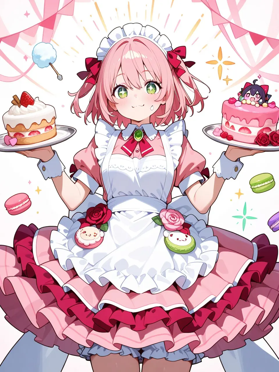 Irresistible 3D Anime Chibi Baker with Rainbow Cake