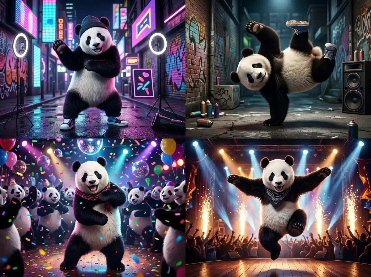 Sztuczna Inteligencja Panda Tancerz Generator Video