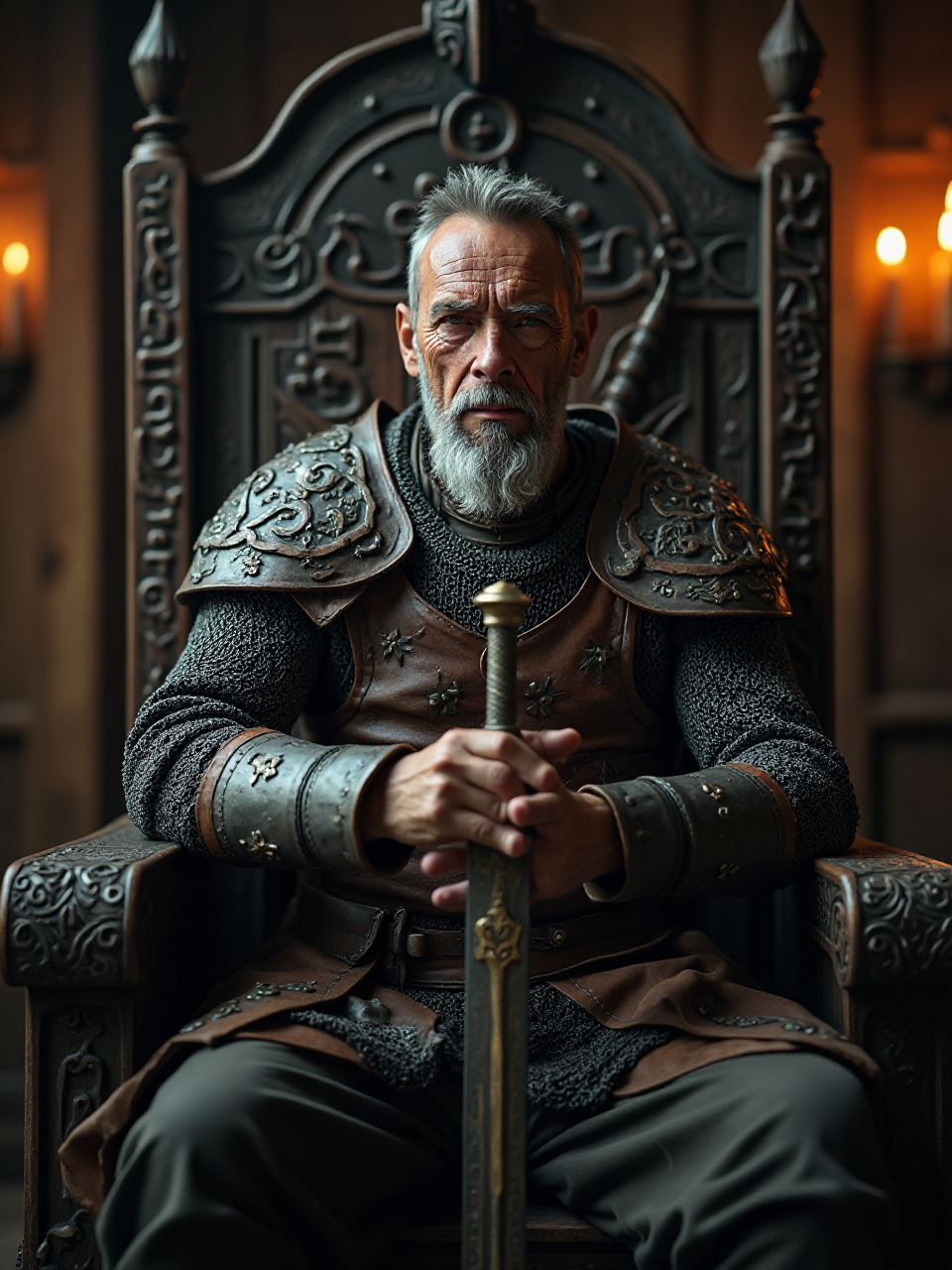 Proud Viking Warrior in Village Hall