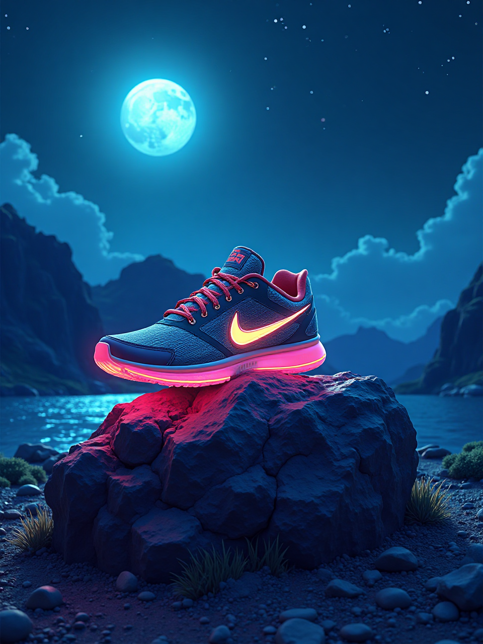 Nike Shoe Neon Light Illustration