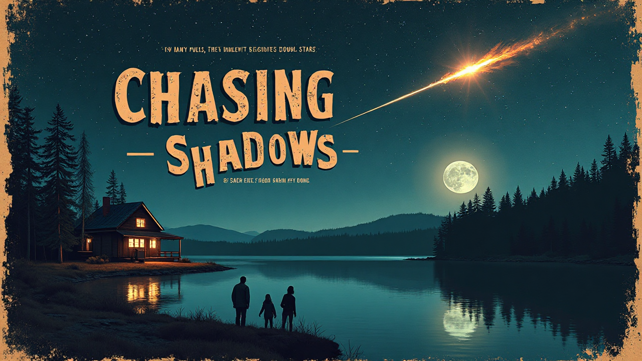 Vintage Chasing Shadows Movie Poster with Celestial Phenomenon