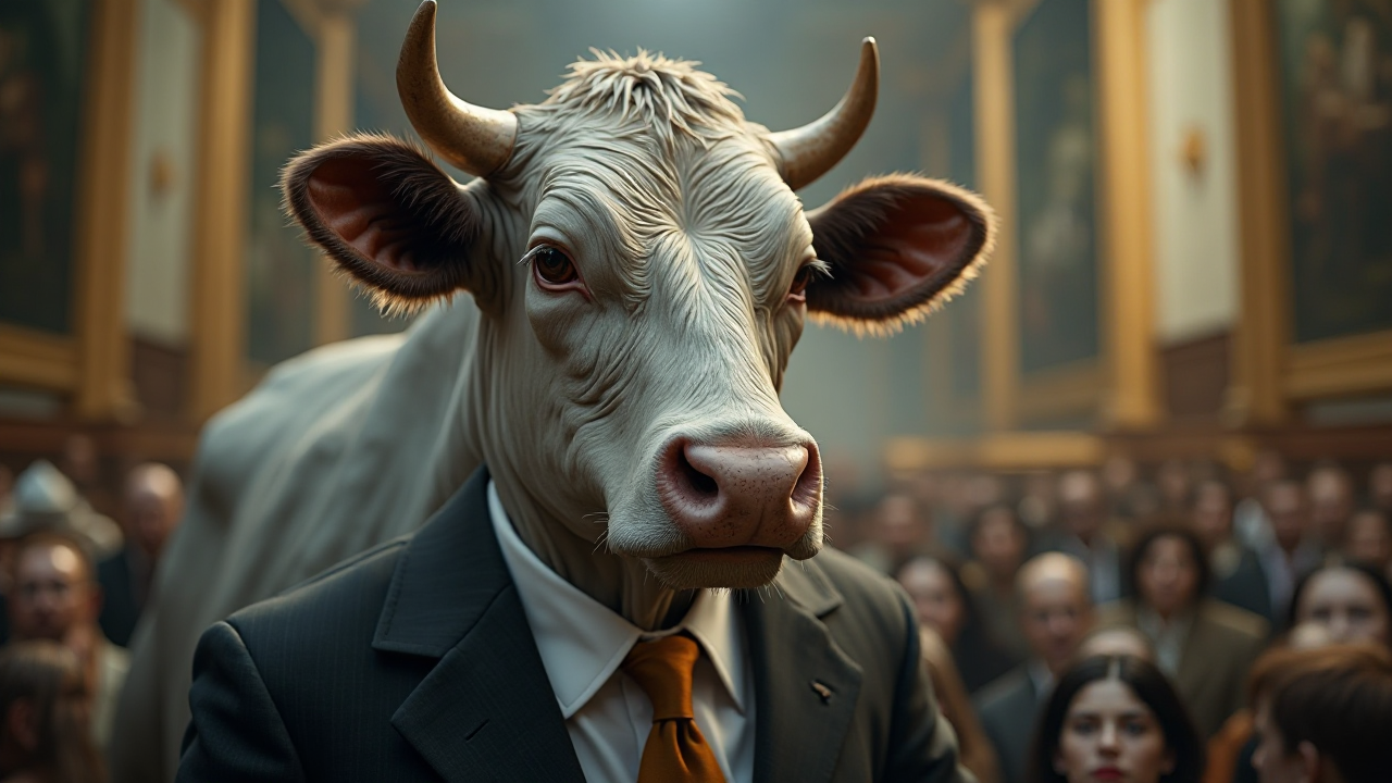 Humanoid Cow Politician Portrait