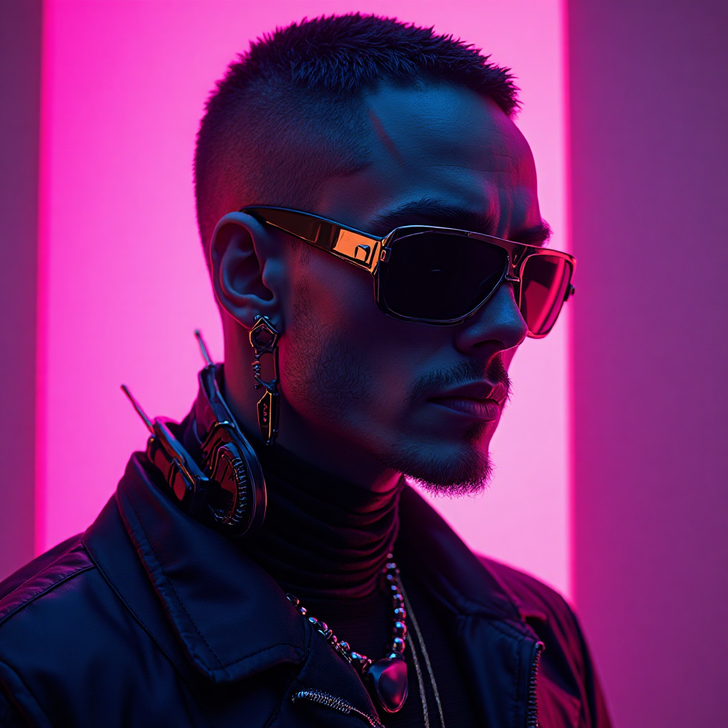 Neonpunk Cyborg Man - Cyberpunk Vaporwave Art
