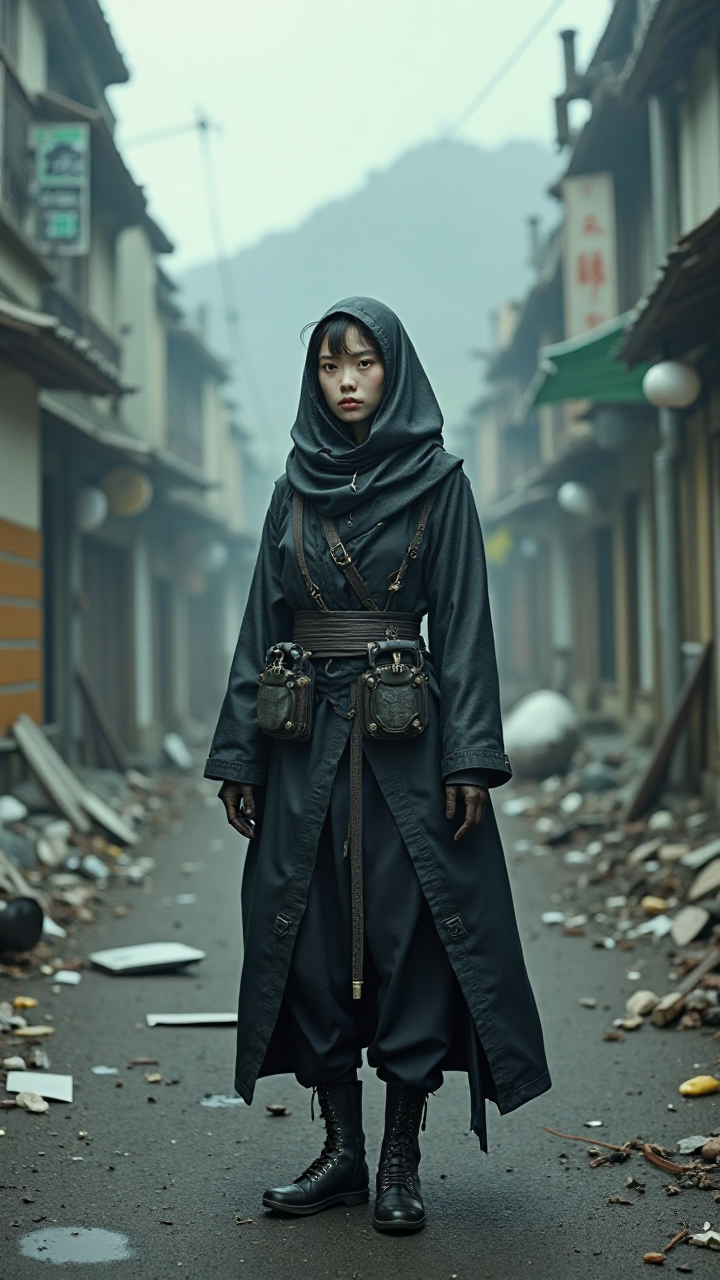A Dystopian Android in a Desolate Futuristic Landscape